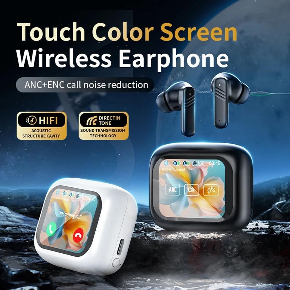 Fone De Ouvido Sem Fio Bluetooth Tela Colorida Toque Com Cancelamento ...