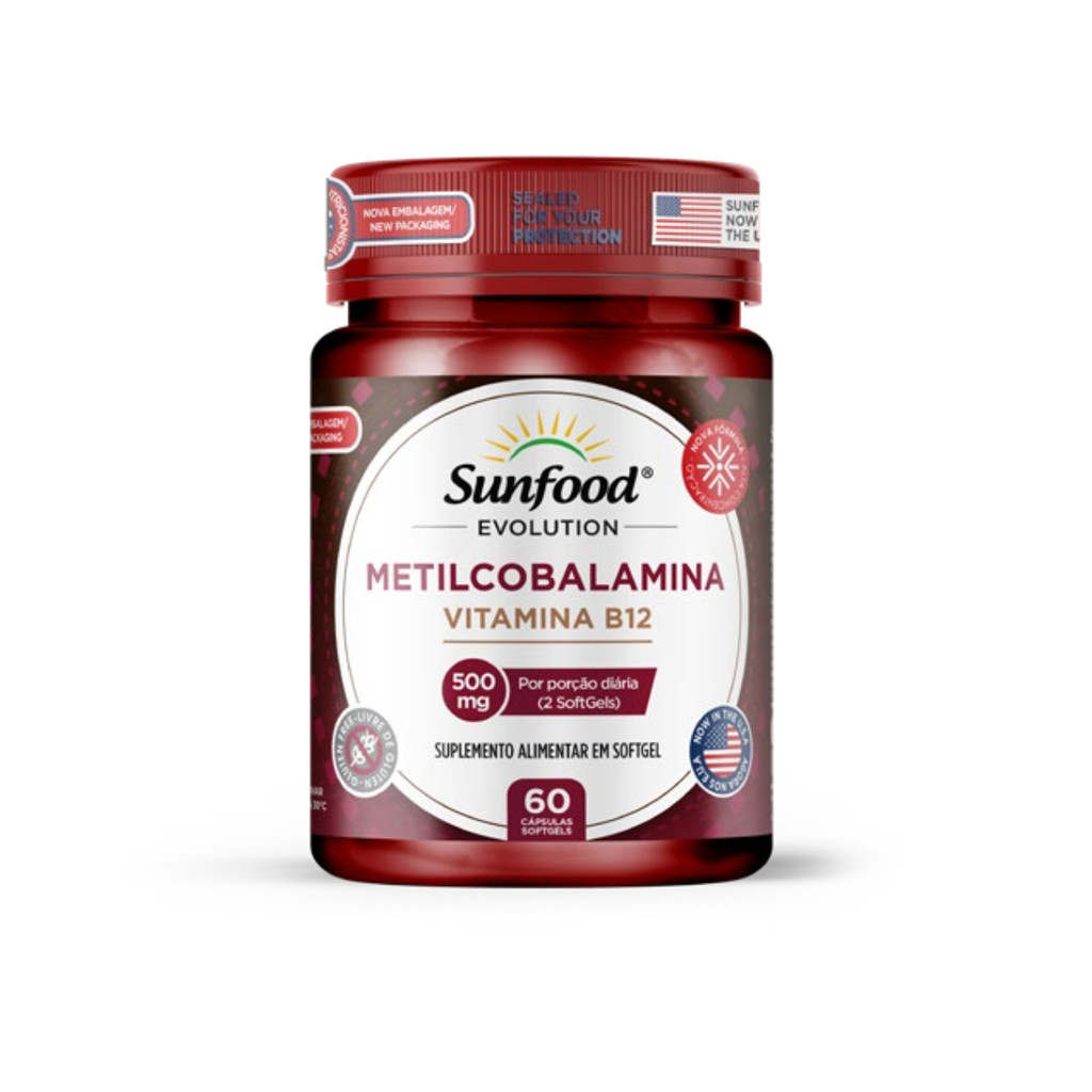 METILCOBALAMINA (VITAMINA B12) 500MG 60 SOFTGELS SUNFOOD EVOLUTION ...