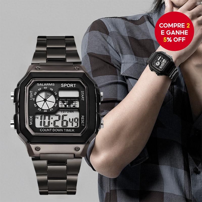 Relógio Eletrônico Masculino de LED | Pulseira de Plástico ABS Robusta ...