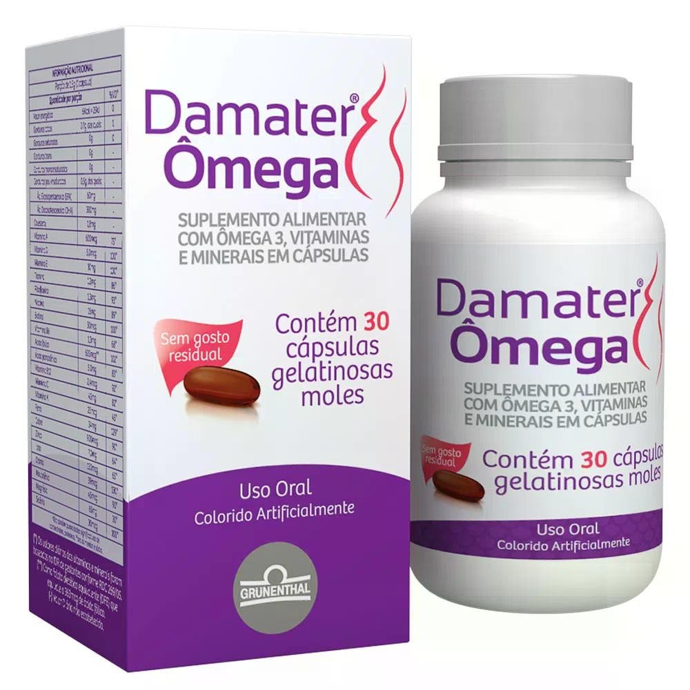Damater Ômega Suplemento Alimentar Com 30 Cápsulas Moles | Shopee Brasil