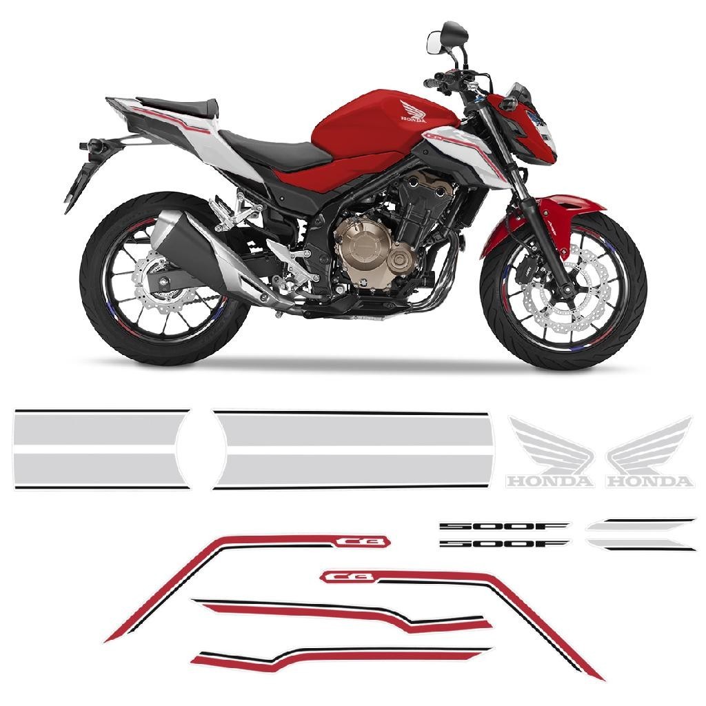 Adesivos Honda Cb 500f 2017 Á 2019 Prata E Vermelho | Shopee Brasil