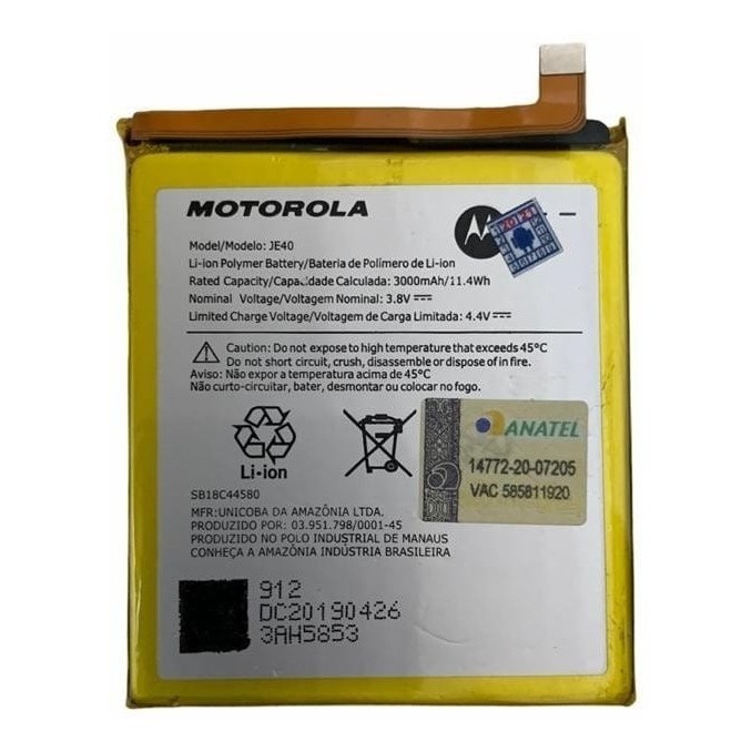 Bateria Original Je40 Moto G7 Play Moto One Xt1941 Nacional | Shopee Brasil