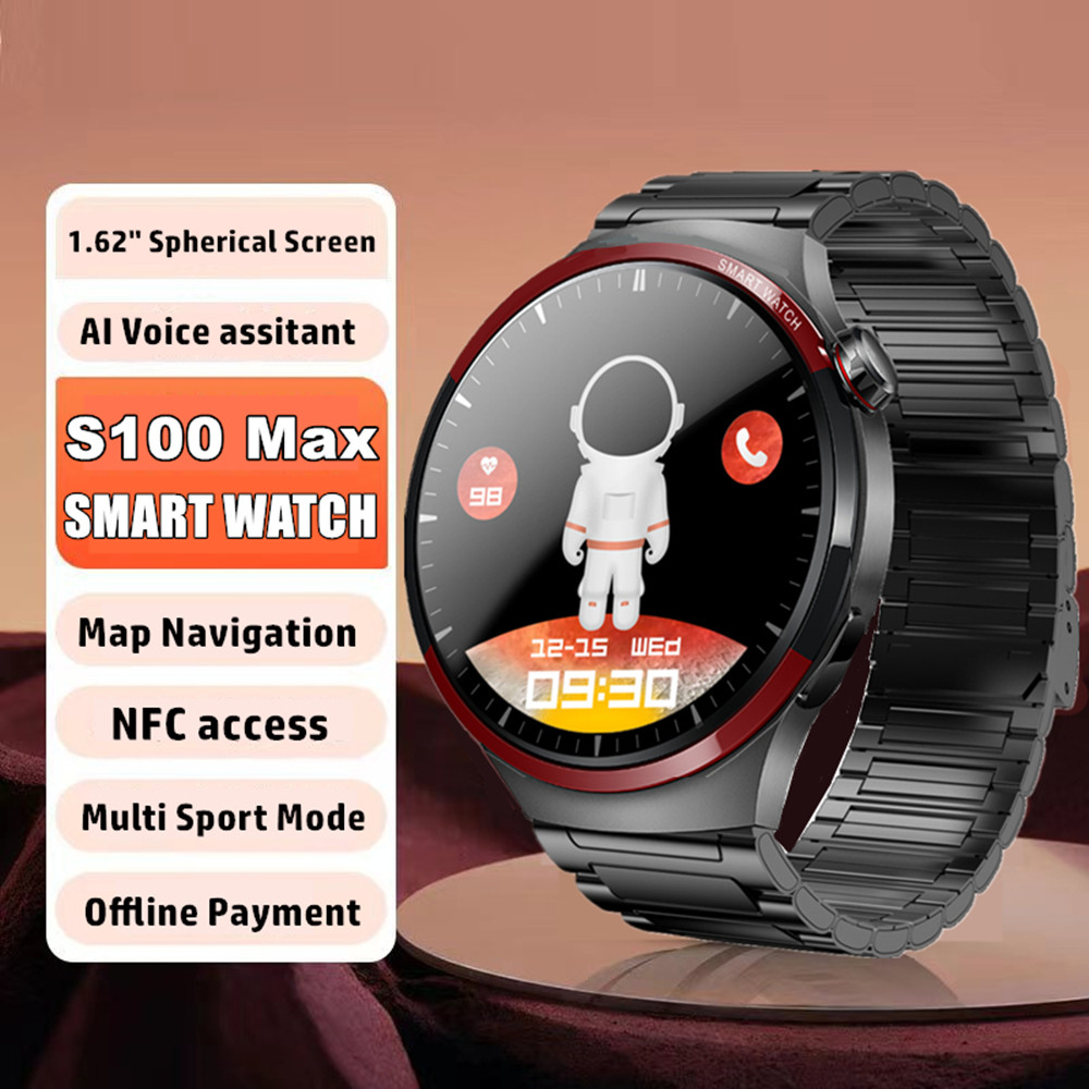Novo S100 Max Watch Pro Men 1.62 " Tela Esférica AI Assistente De Voz ...