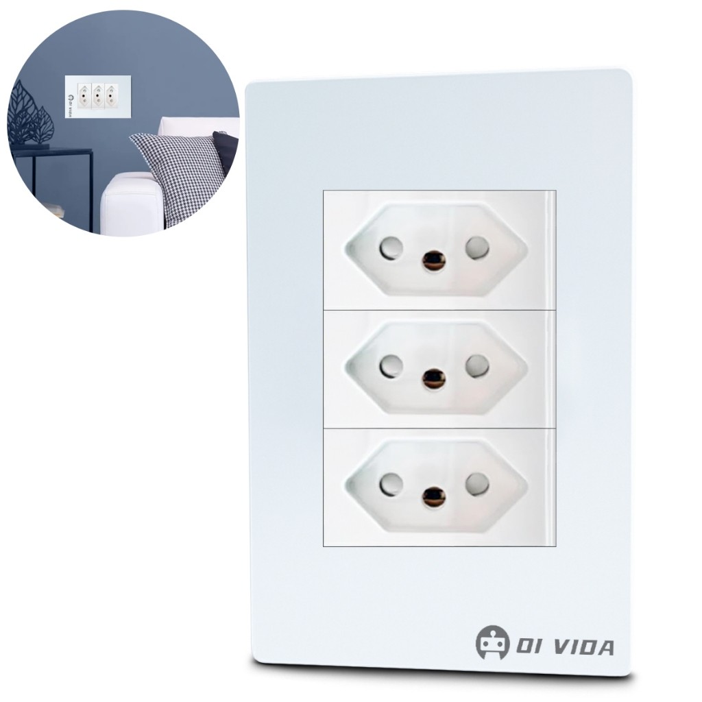 Tomada Elétrica De Parede 3 Saída Padrão Brasileiro Oi-to167 | Shopee ...
