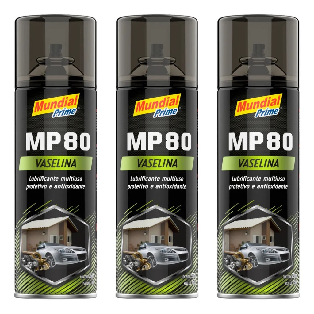 Vaselina Spray 250ml Mundial Aerossol Lubrificante Multiuso KIT 3un ...