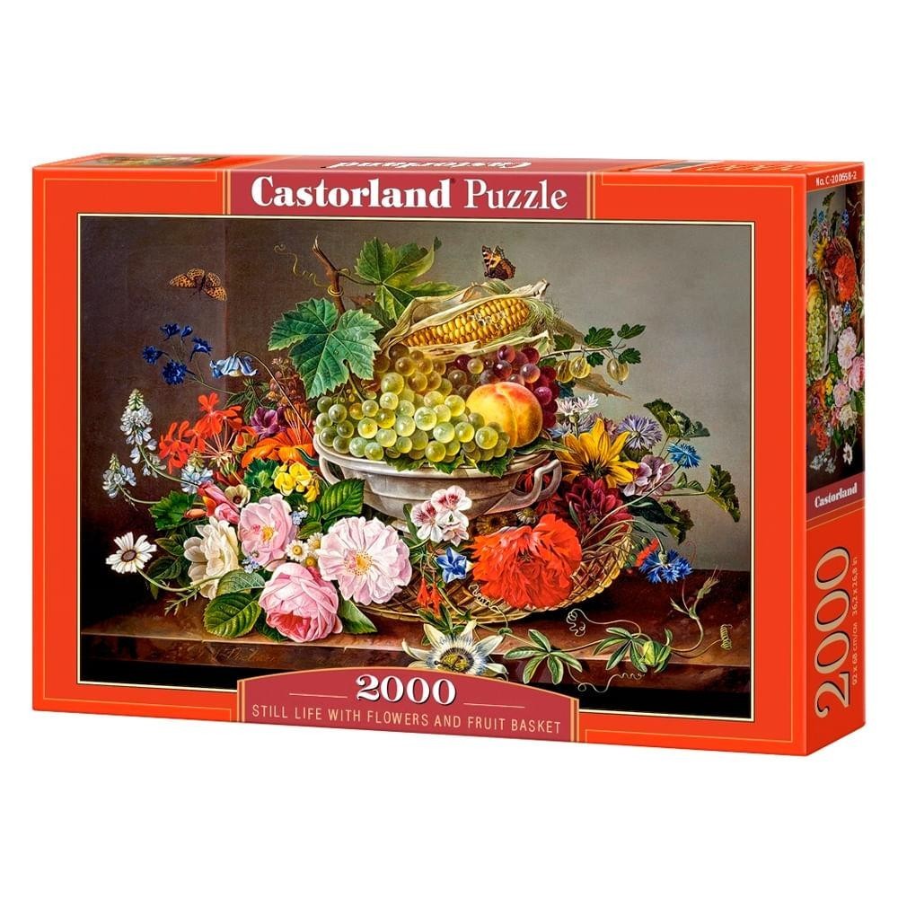 Puzzle 2000 peças Cesta de Flores e Frutas - Imp. Castorland | Shopee ...