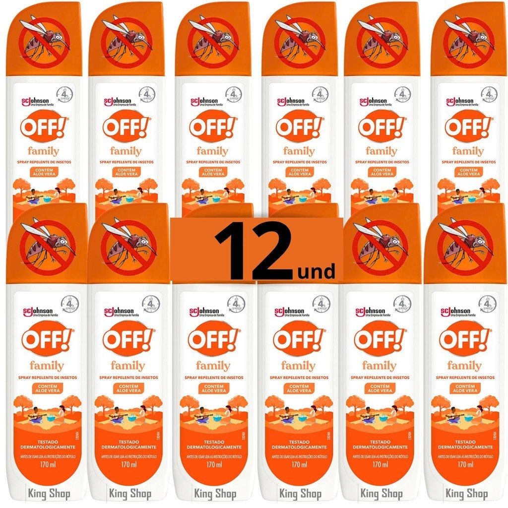 Repelente Off Spray Family Proteção Insetos Kit Com 12 170ml | Shopee ...