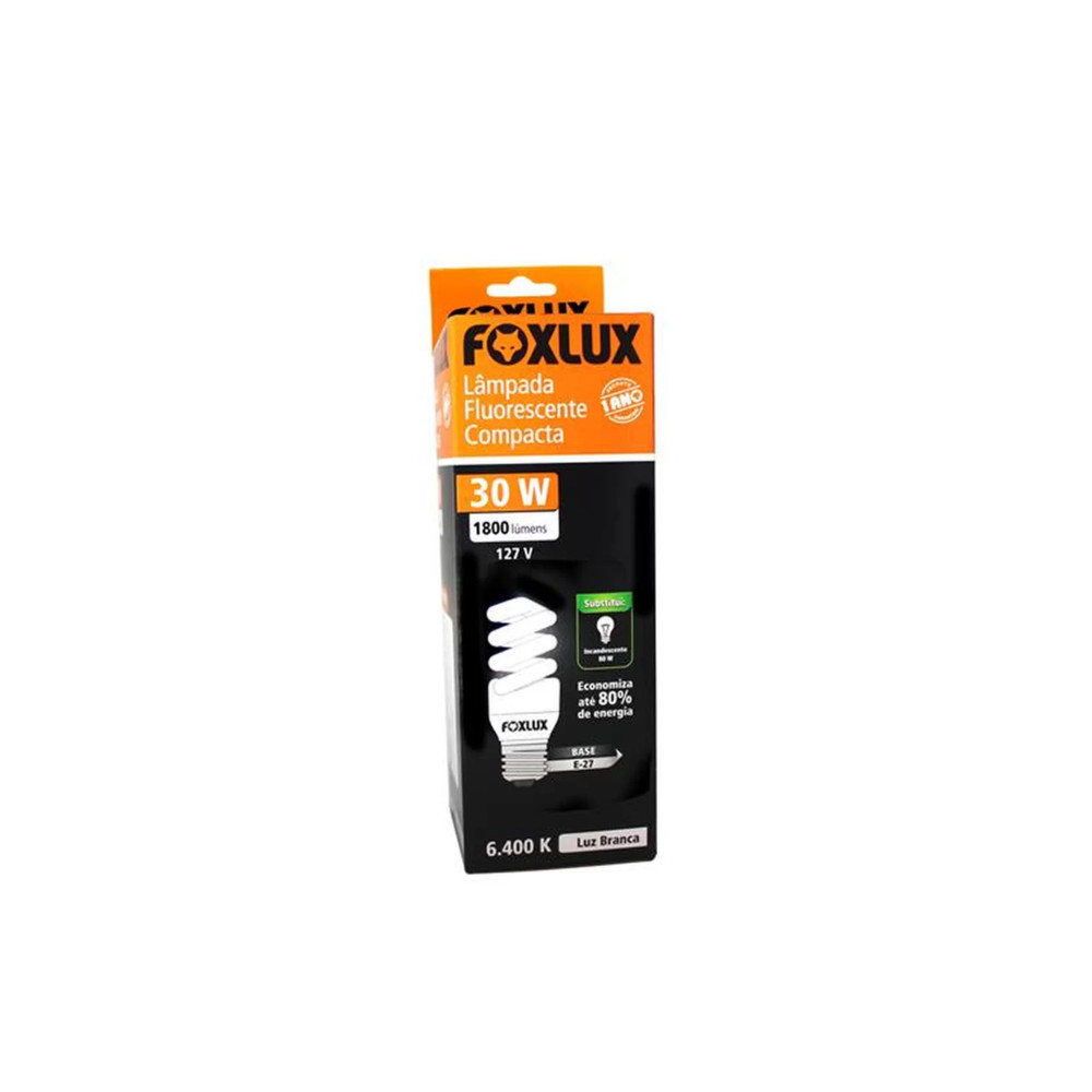 LAMPADA FLUORESCENTE COMPACTA FOXLUX 30W 127V 6400K | Shopee Brasil
