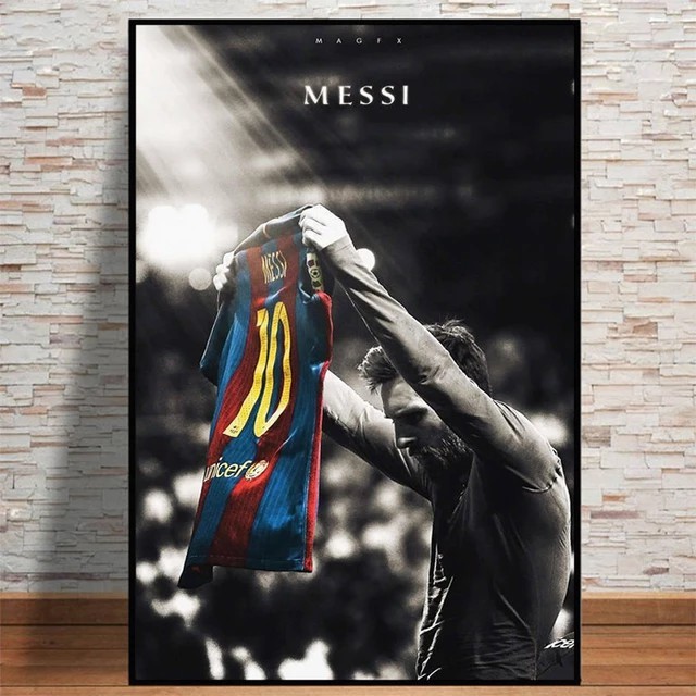 Quadro Decorativo Lionel Messi Comemoração Barcelona MDF 3mm 4K ...