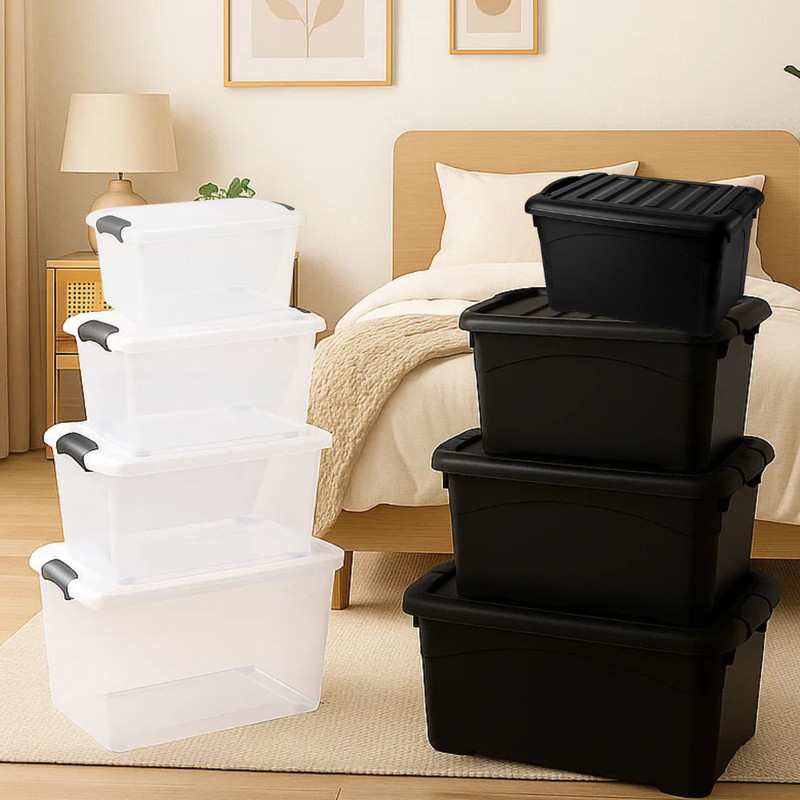 CAIXA CONTAINER ORGANIZADORA ATÉ 95L REFORÇADA EMPILHÁVEL TAMPA TRAVA ...