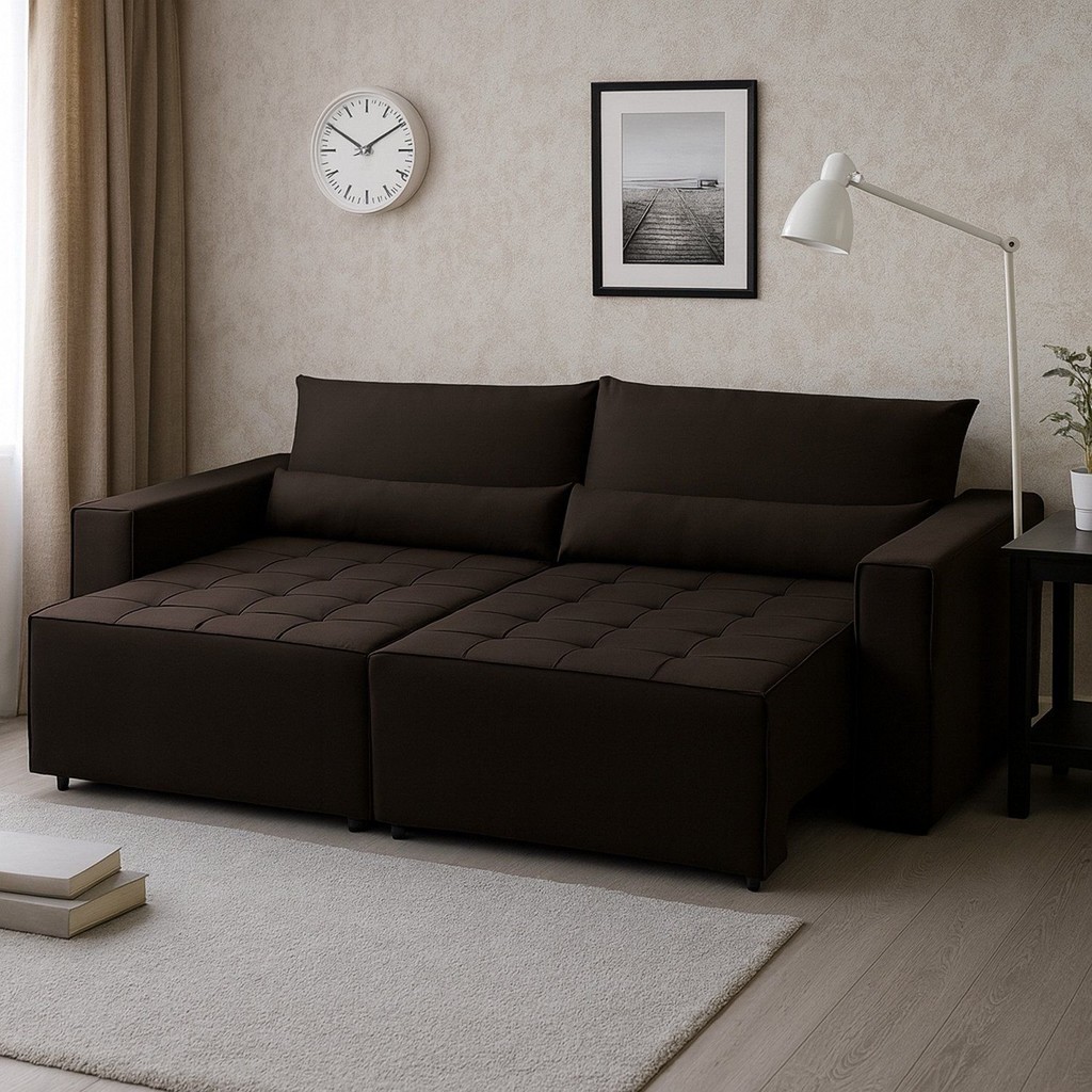 Sofá Cama Retrátil e Reclinável 4 Lugares Nepal | Shopee Brasil