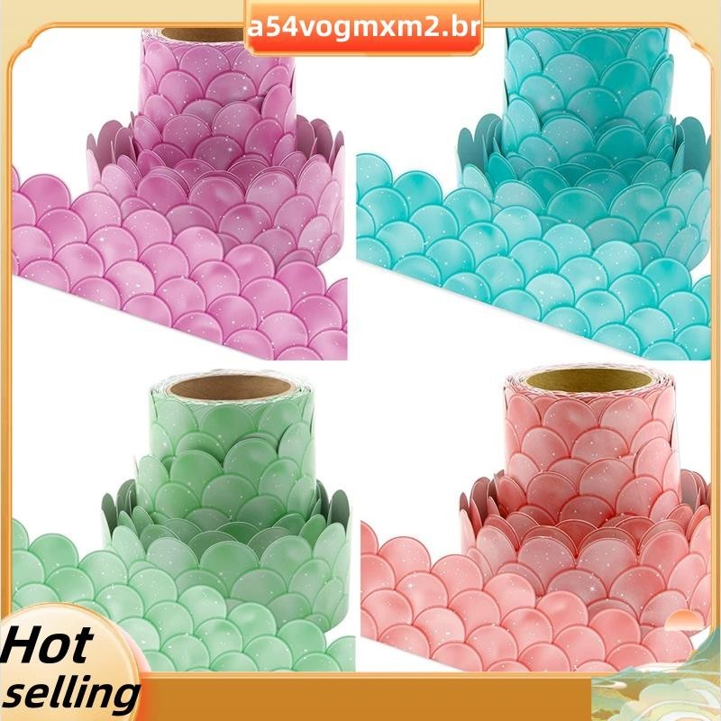 20M Ombre Scallops Bulletin Board Borders Arco-Íris Bordas Retas Sala ...