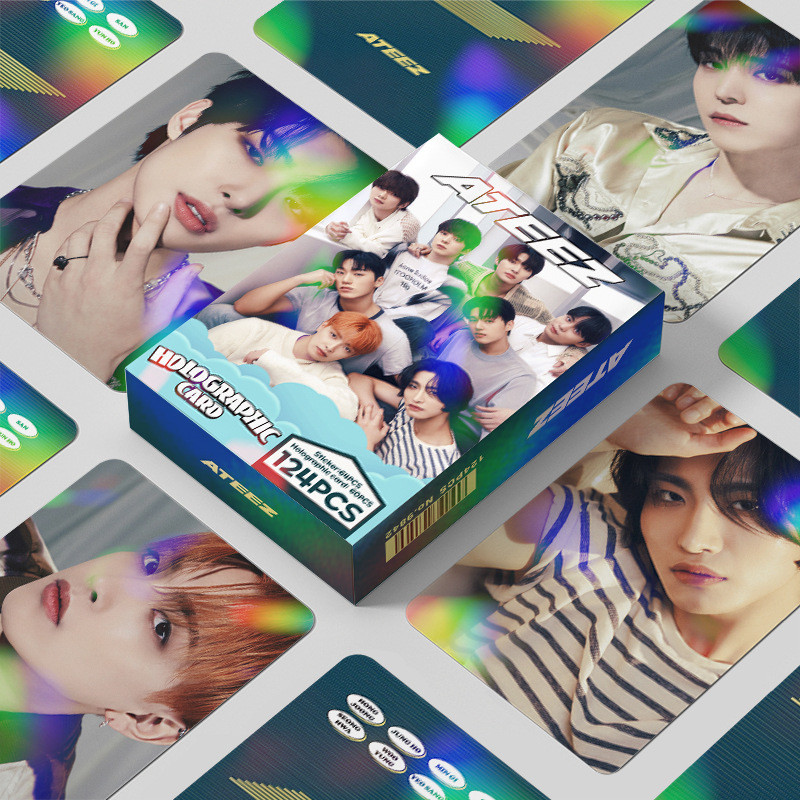 50-124pcs ATEEZ Holographic Lomo Cards GOLDEN HOUR 10th MINI Album THE ...