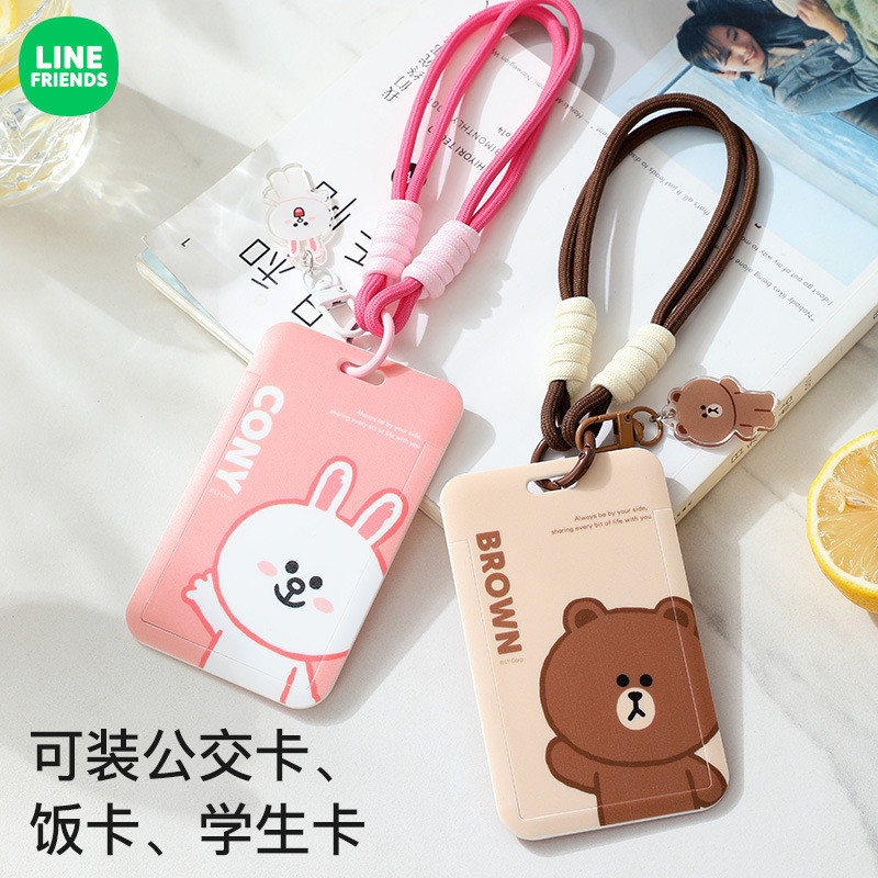 Linha Amigos Anime Marrom Capa Do Cartão Kawaii Anti-Perda Cordão ...