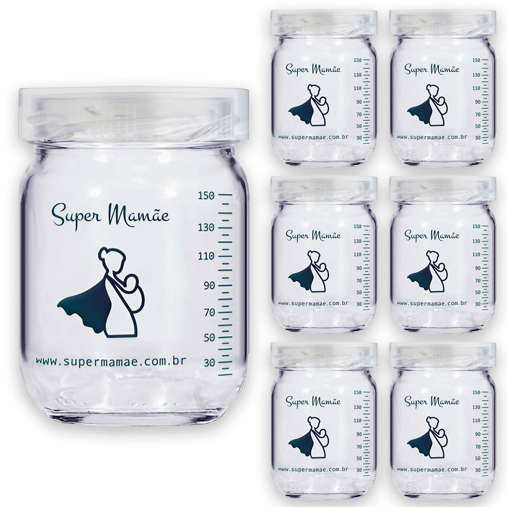 Pote de Vidro para Leite Materno 150ml Super Mamãe Original - 7 ...