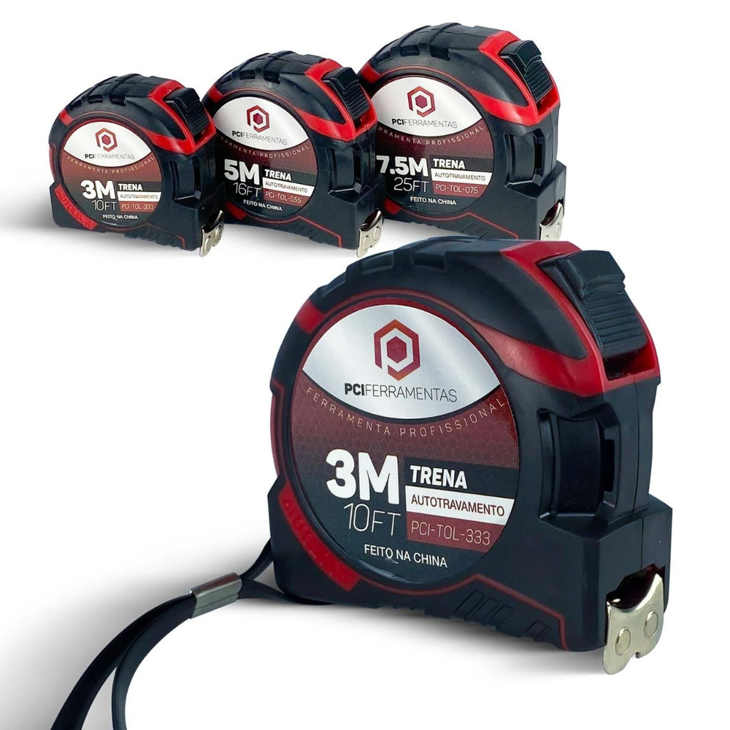 Trena Aço Fita Métrica Metal Emborrachada Auto Trava 3m 25mm | Shopee ...