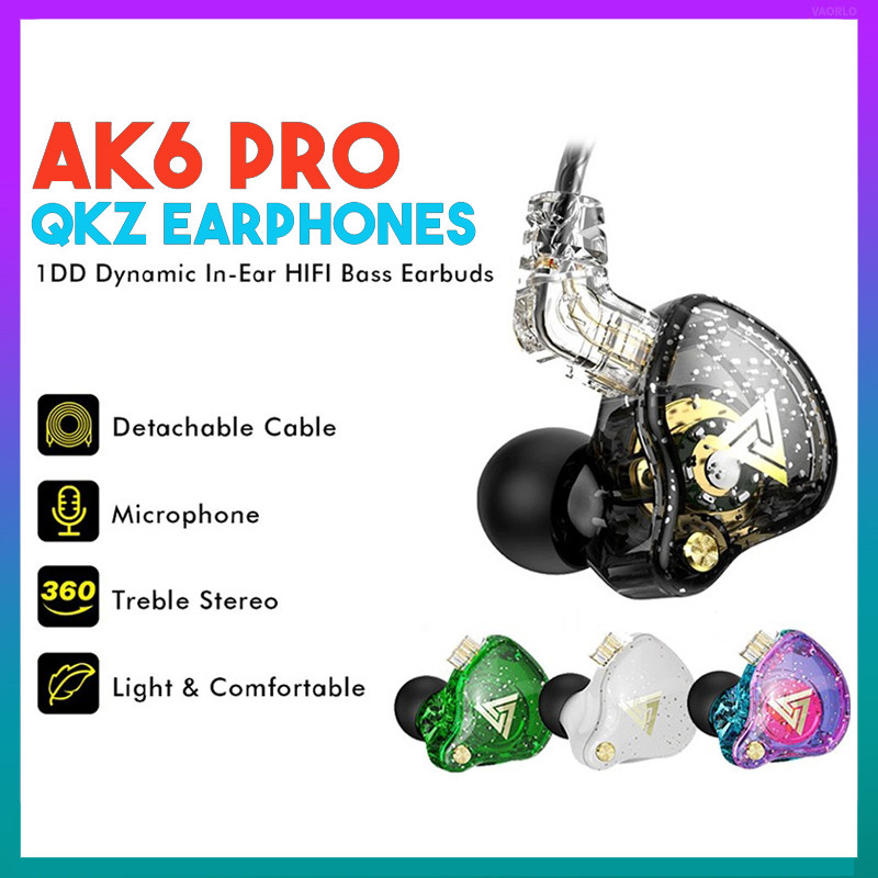 QKZ AK6 Pro Music Headset HiFi Removível Para Esportes De Computador ...