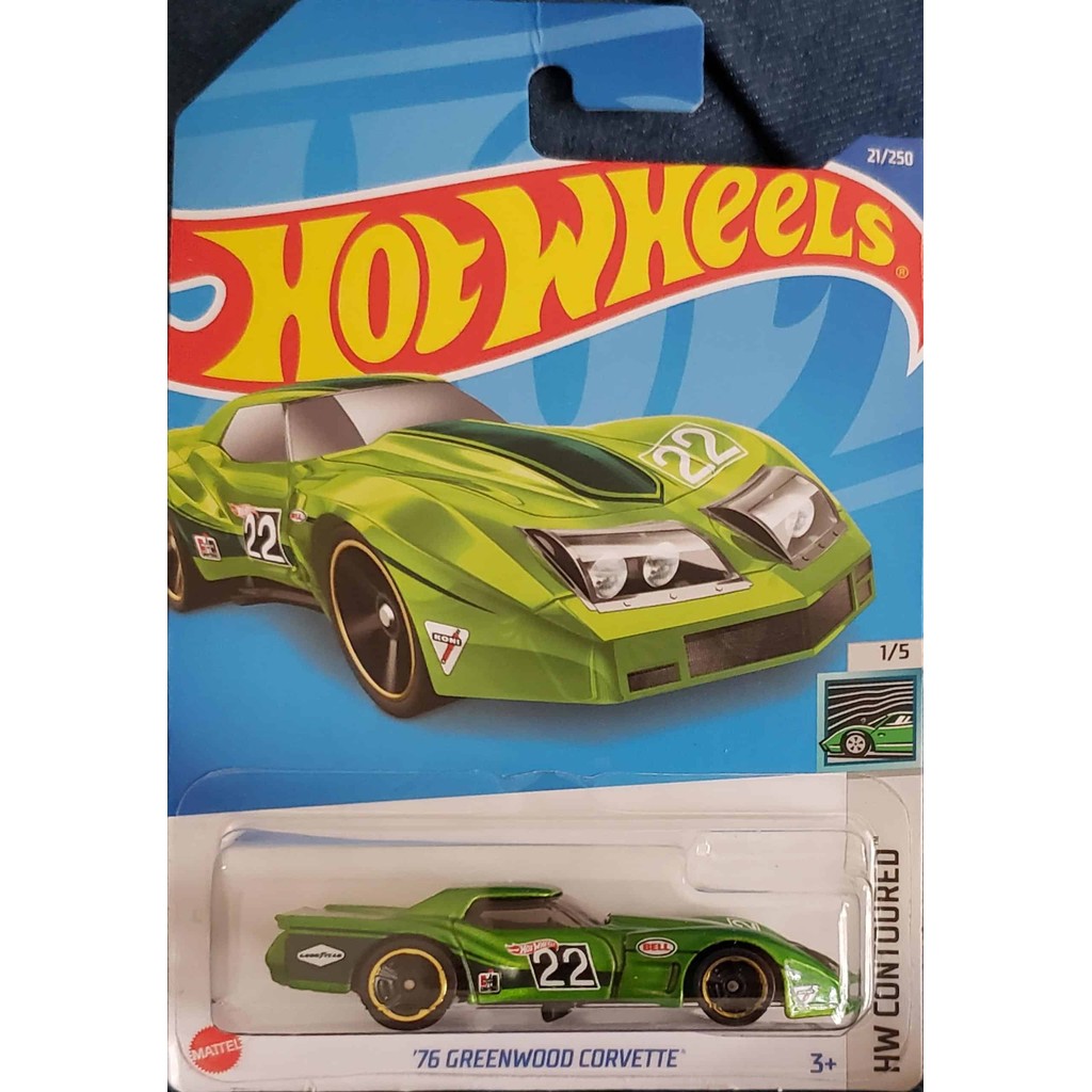 Hot Wheels Contoured - '76 Greenwood Corvette verde | Shopee Brasil