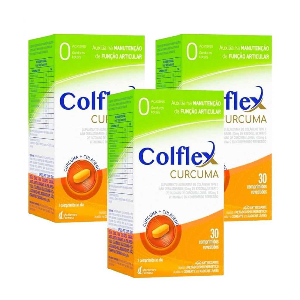 Colflex Curcuma Kit Com 3 Caixas De 30 Comprimidos Cada | Shopee Brasil