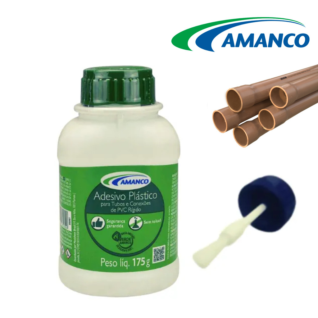 Cola para cano PVC adesivo plástico com pincel, 175g, AMANCO Material ...
