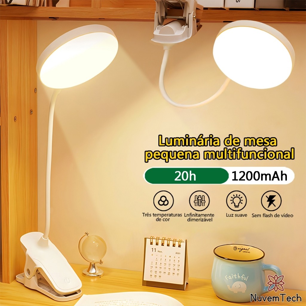 Luminária De Mesa LED Sem Fio Touch USB Lâmpada Recarregável Moderna ...