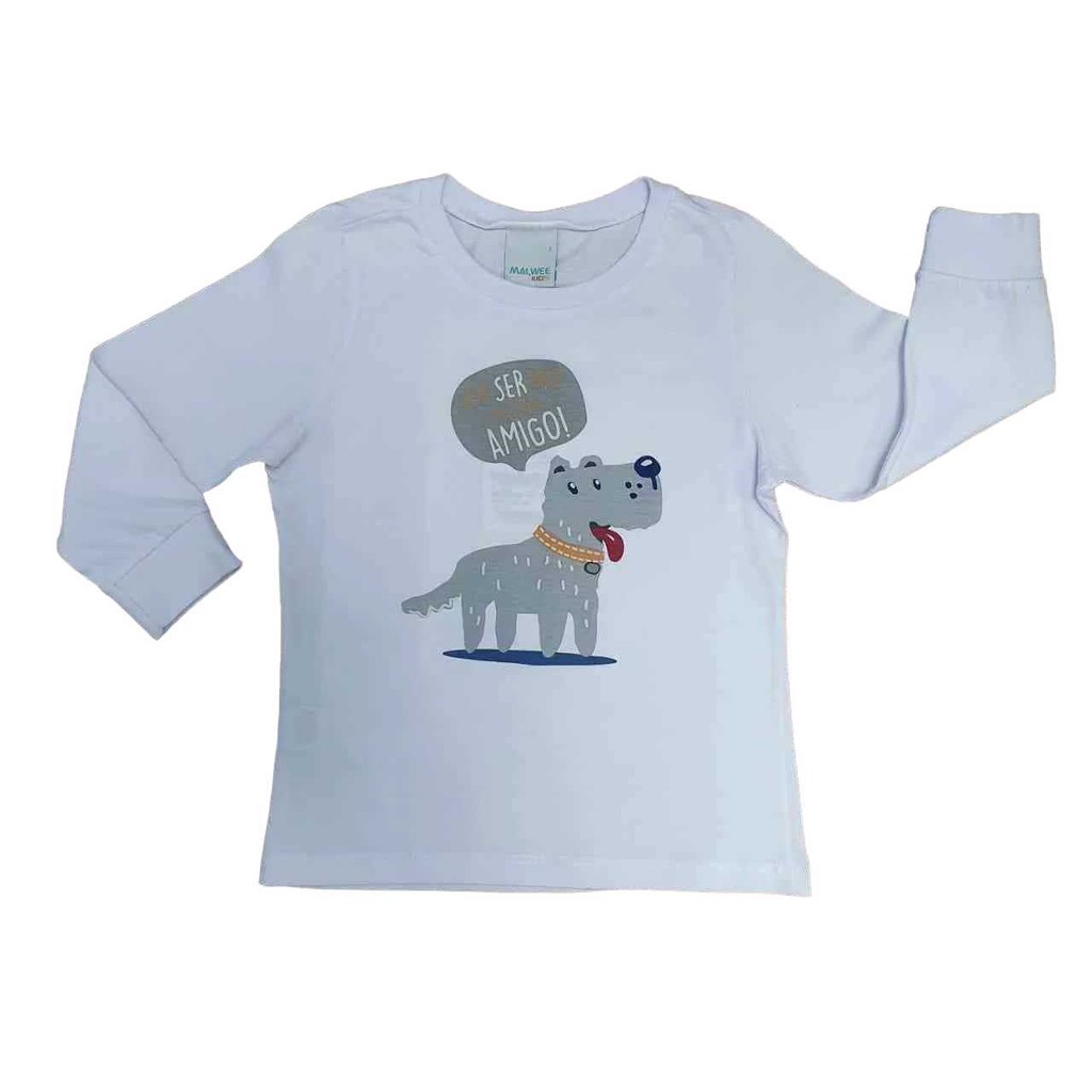Camiseta Dog Friend infantil Branca Longa Malwee | Shopee Brasil
