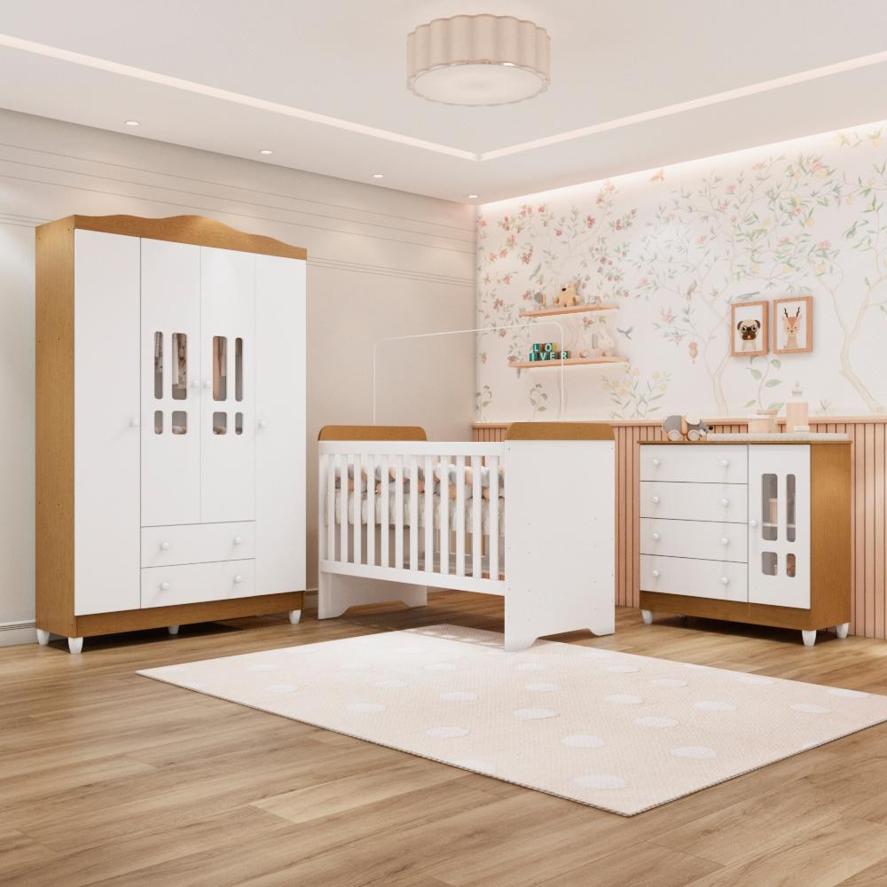 Quarto Bebê Completo Berço Americano 3Em1 Gabrielle Guarda Roupa 4 ...