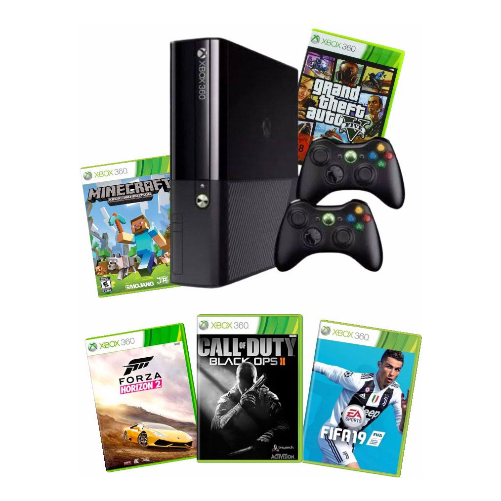 Xbox 360 Com 2 Controles 500gb Com Varios Jogos | Shopee Brasil