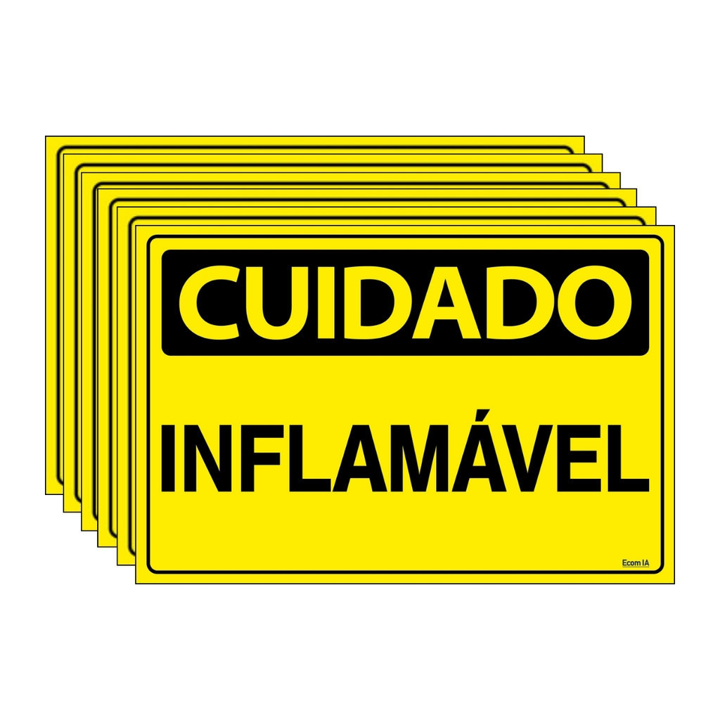Kit 6 Placas De Sinalização Cuidado Inflamável 30x20 Ecom IA - SC54 F9e ...