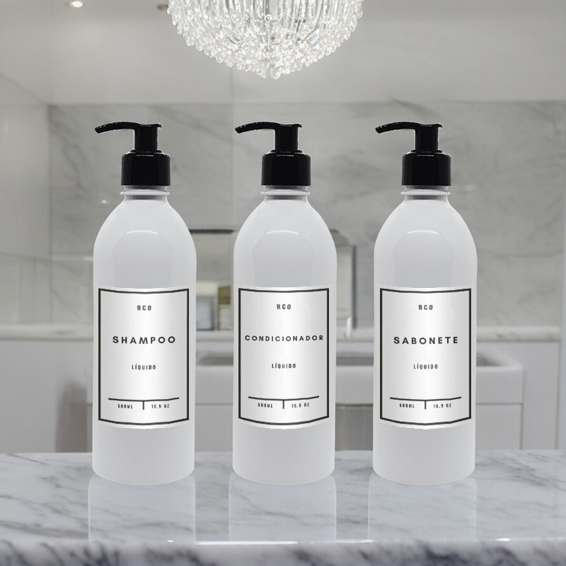 Super Kit 3 Frascos Pet 500ml Branco Prime - Shampoo Condicionador ...