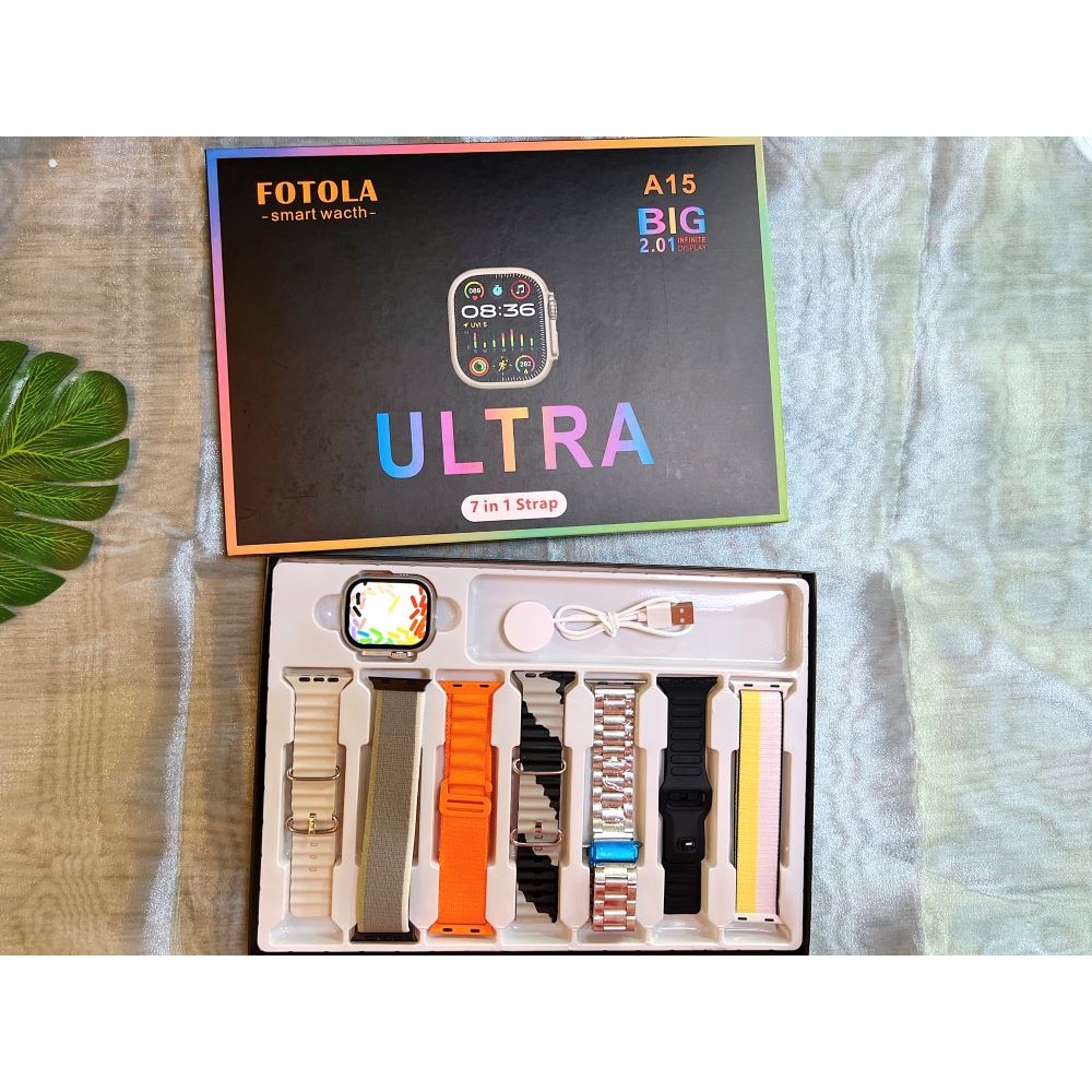 Relógio Inteligente Smartwatch A15 Ultra, com 7 Pulseiras Fotola, Big ...