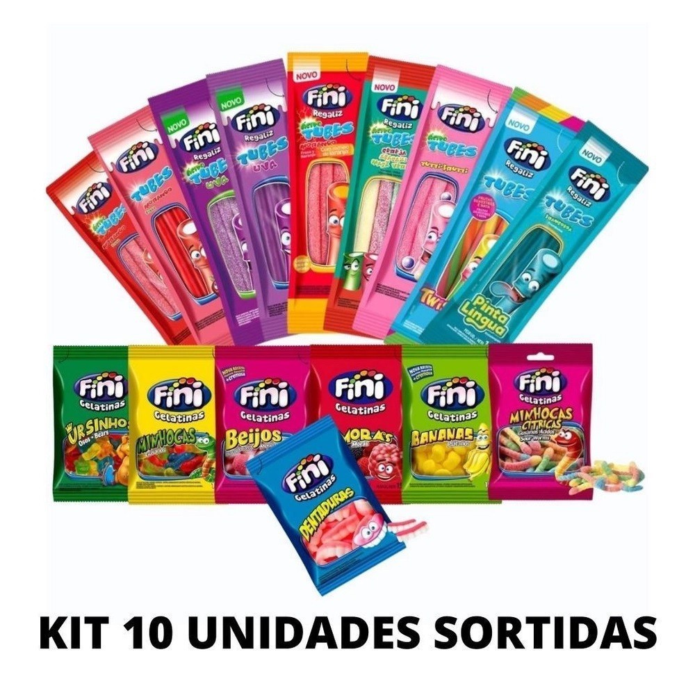 Kit 10 Fini Bala De Gelatina Sabores Sortidos FINI Festa Guloseimas ...