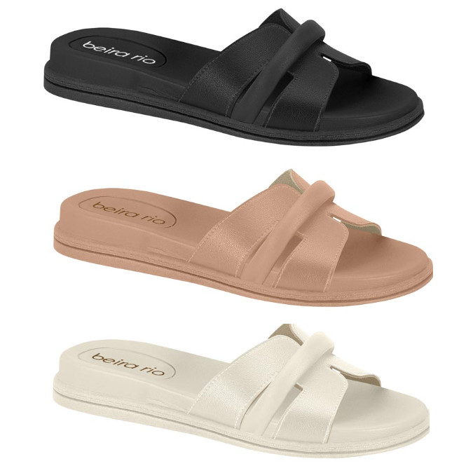 Sandalia Beira Rio Feminina Papete Slide Ultra Conforto Chinelo Napa ...