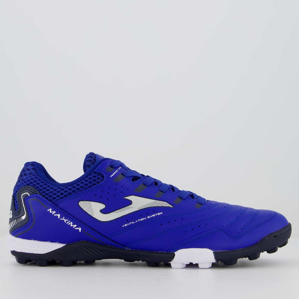 Chuteira Joma Maxima Society Azul e Branca | Shopee Brasil
