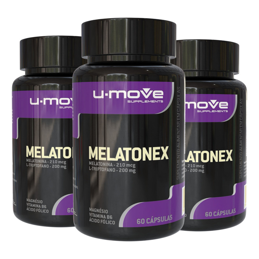 Kit 3 Melatonex Triptofano Melatonina Vit B6 60caps Umove | Shopee Brasil