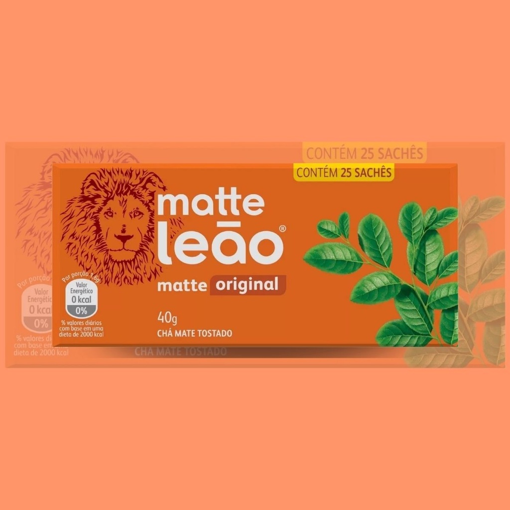 Caixa Com 25 Saches De Cha Matte Leao Sabor Original | Shopee Brasil