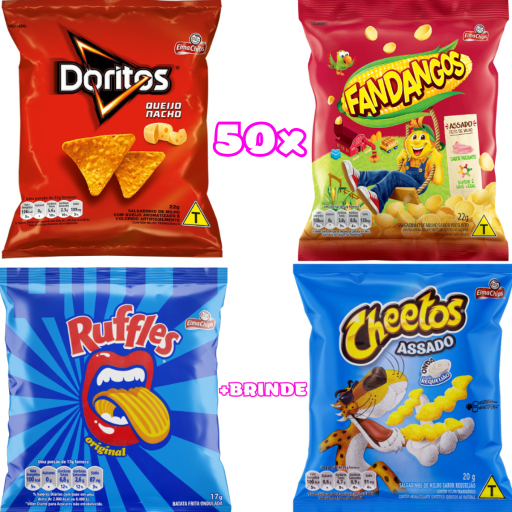Kit 50 salgadinhos Sortidos Elma Chips | Shopee Brasil