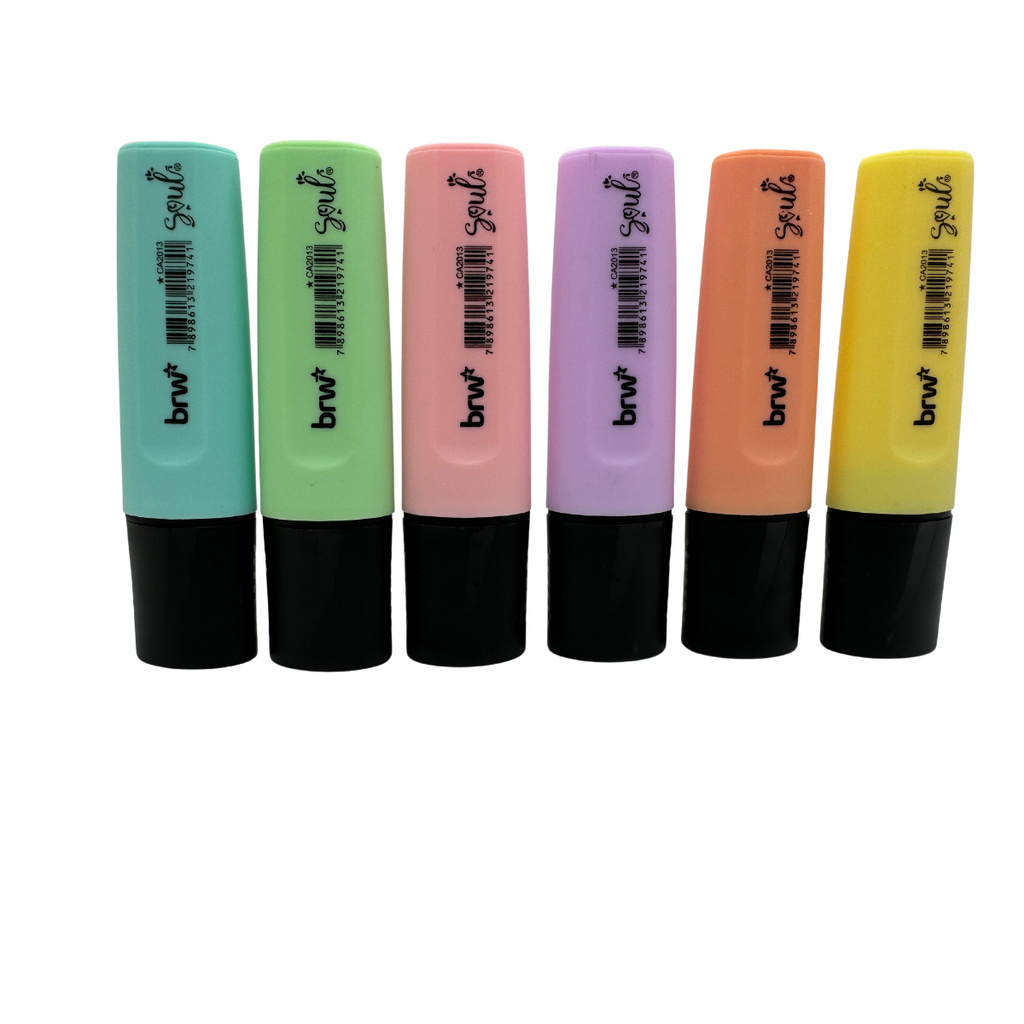 Kit 6 Marcadores de Texto em Tons Pastéis Grifar Kit Escolar Marca ...