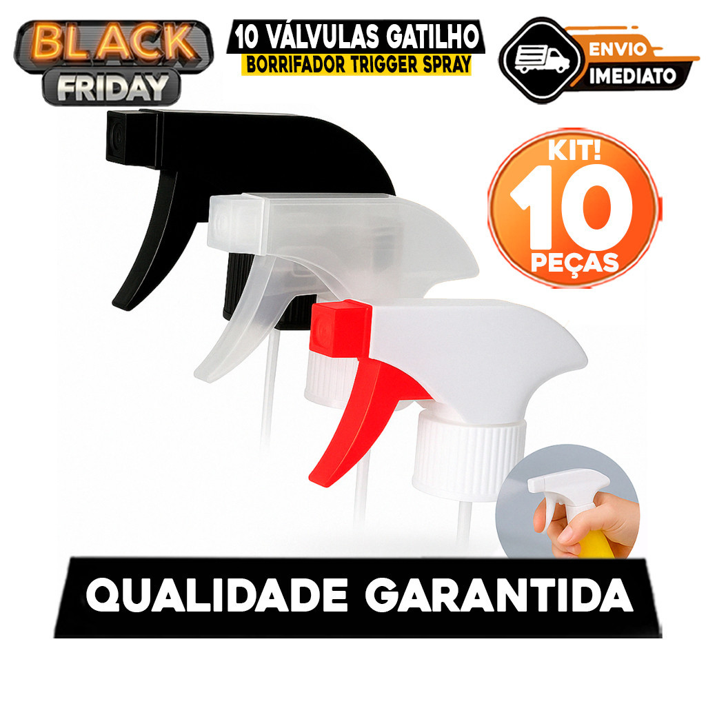 10 Válvulas Gatilho Borrifador Trigger Spray para Frascos Rosca 28/410 ...