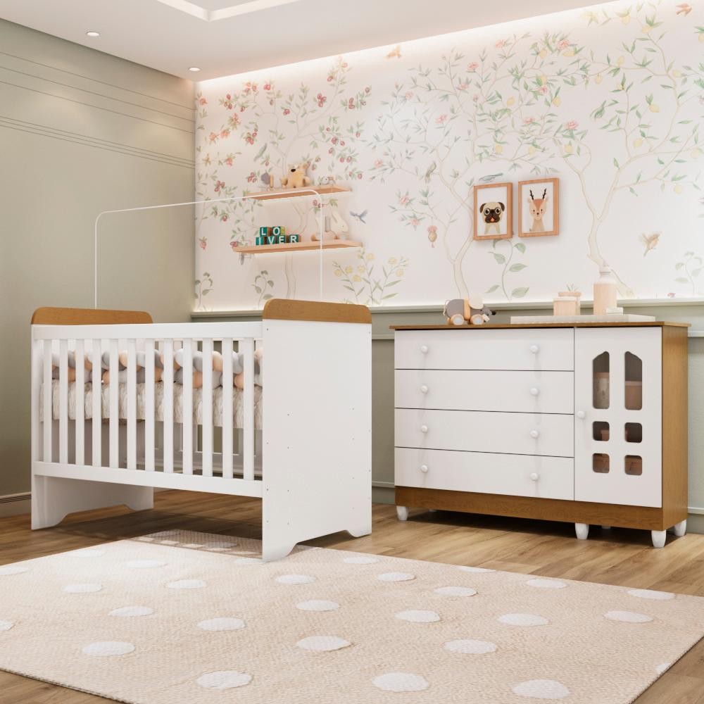 Quarto Bebê Completo Berço Americano 3Em1 Gabrielle Cômoda 4 Gavetas 1 ...