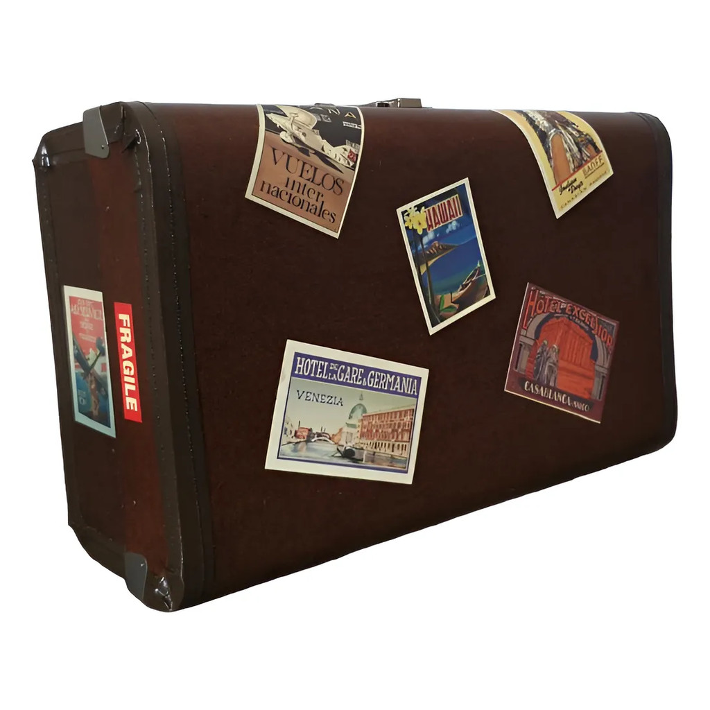 Mala Antiga Vintage Retrô Decorada Tamanho P - Marrom | Shopee Brasil