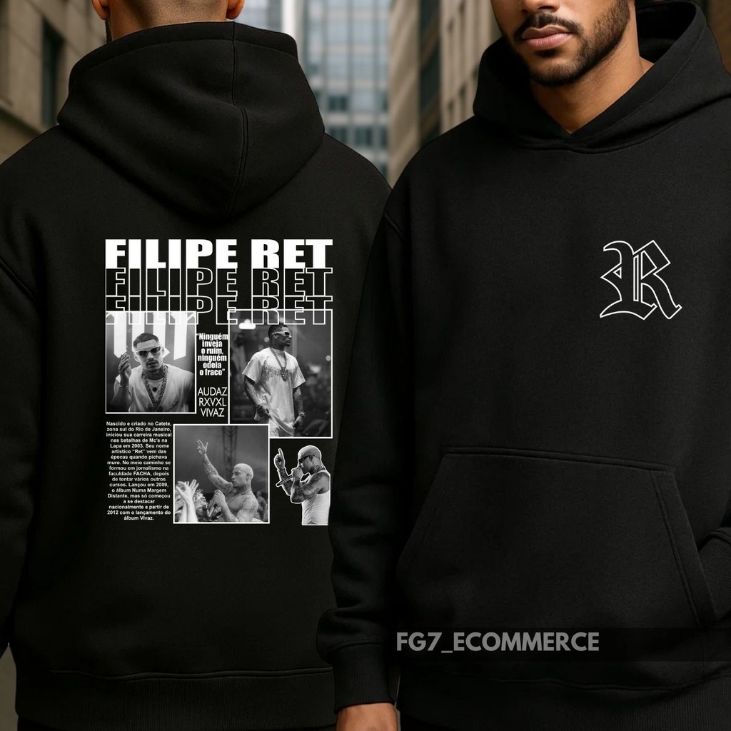 Moletom Unissex Canguru Rapper MC Filipe Ret Trap Rap Funk Audaz War ...