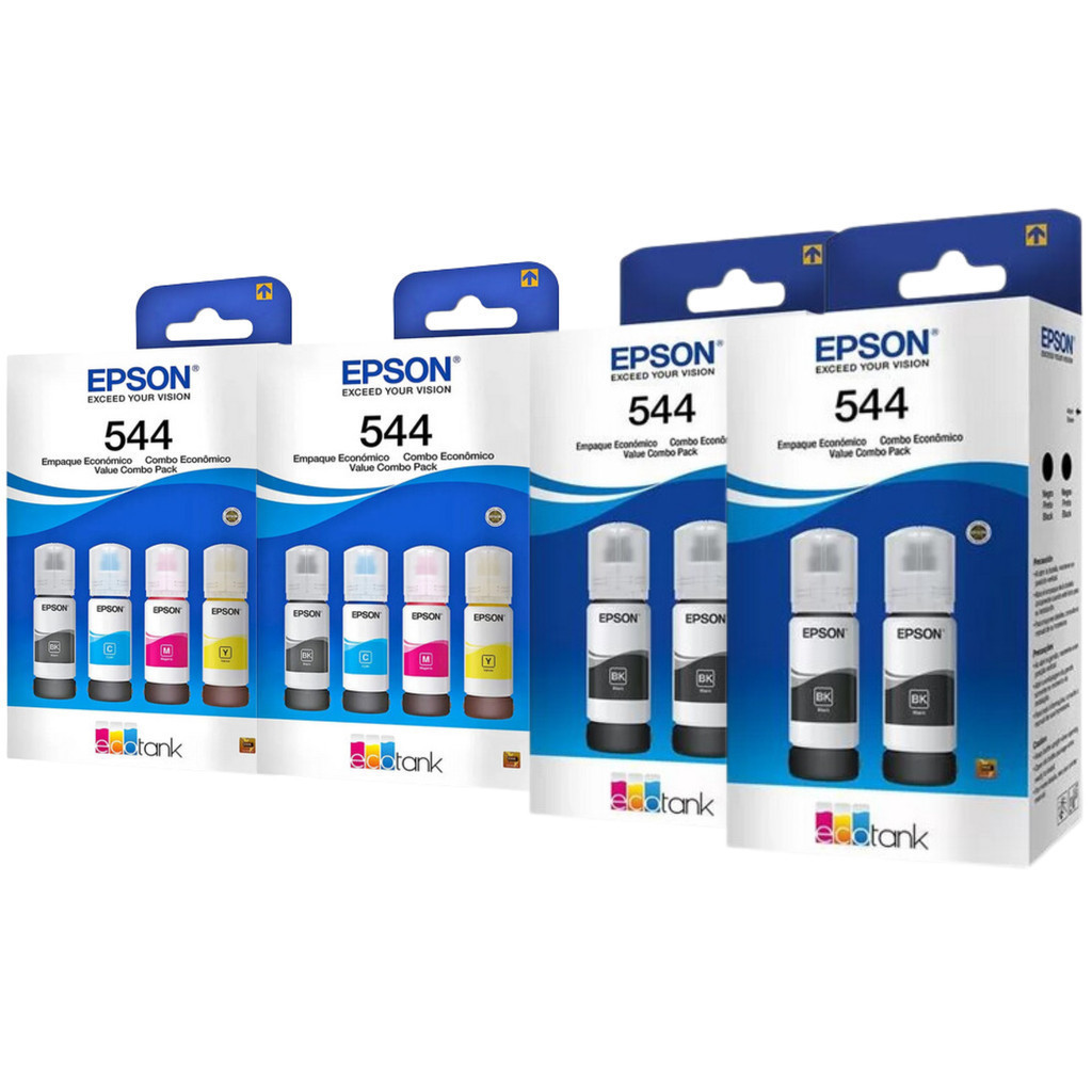 Refil 12 Tinta Epson Kit 544 Original L3250 L3210 L5190 L3110 B Y C M top - Epson 100% original ...