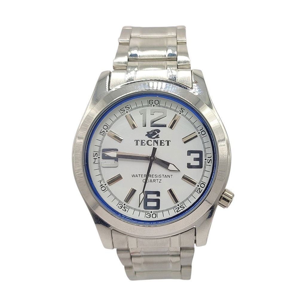 Relógio Tecnet Analógico Prateado Masculino Resistente Água | Shopee Brasil