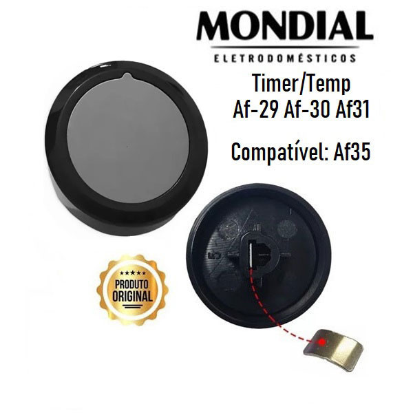BOTÃO para Ayr Fryer Mondial AF29 AF30 AF31 ORIGINAL - Temperatura ou Timer - Preto | Shopee Brasil