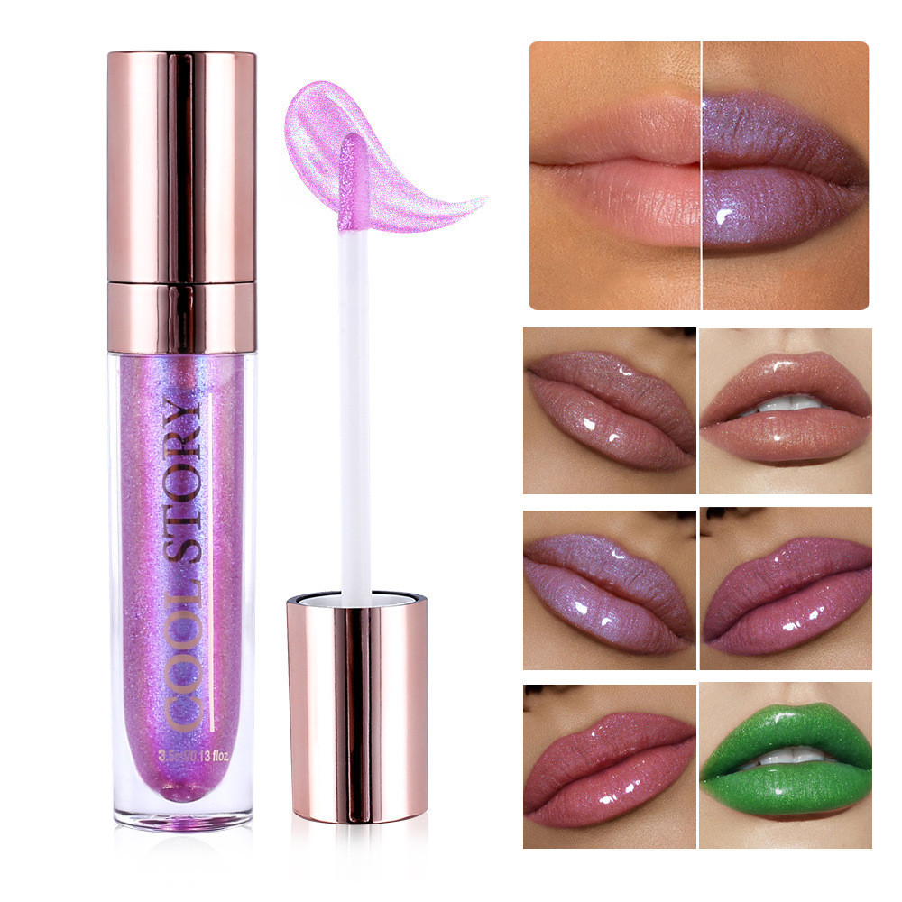 Brilho Labial Perolado Brilhante 3D Colorido Polarizado Líquido Brilho ...