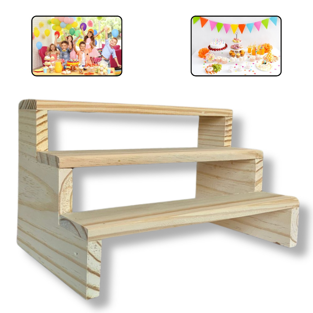Expositor Grande para Doces Escadinha de 3 Degraus em Pinus | Shopee Brasil