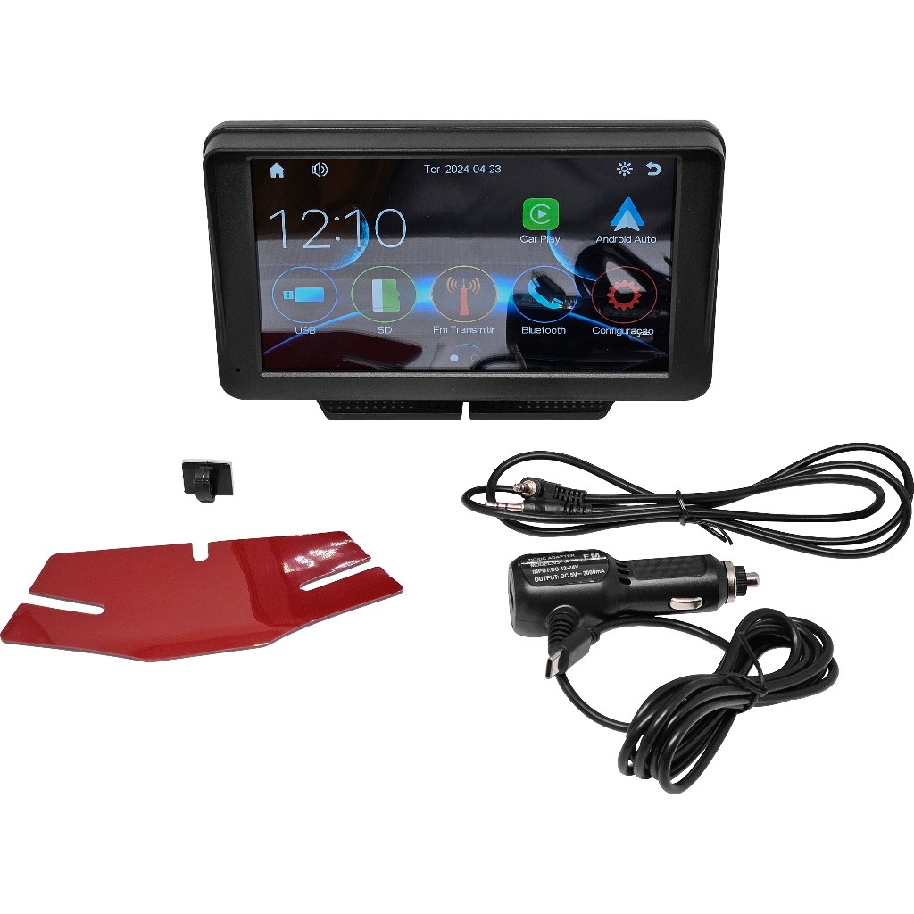 PAINEL CENTRAL MULTIMIDIA PORTATIL UNIVERSAL 7 POL APPLE CARPLAY E ANDROID AUTO SEM FIO | Shopee ...