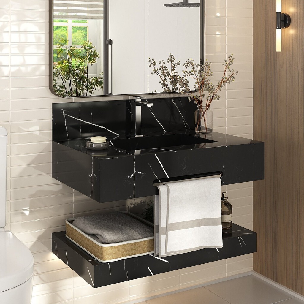 Prateleira em Porcelanato para Banheiro Ripy 70 Preto | Shopee Brasil
