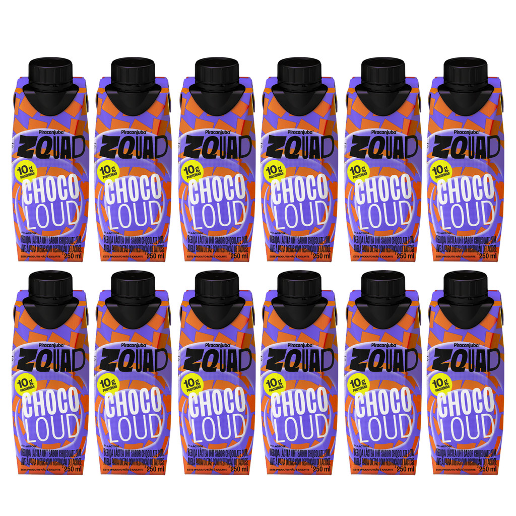Kit 12 Bebida Lactea Zquad Chocoloud Piracanjuba 250ml | Shopee Brasil